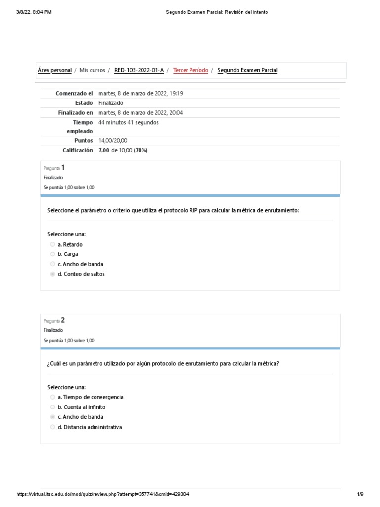Segundo Examen Parcial PDF | PDF | Enrutador (Computación) | Protocolos de internet