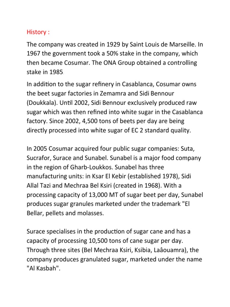 Cosumar - Copie | PDF | Sucrose | Morocco