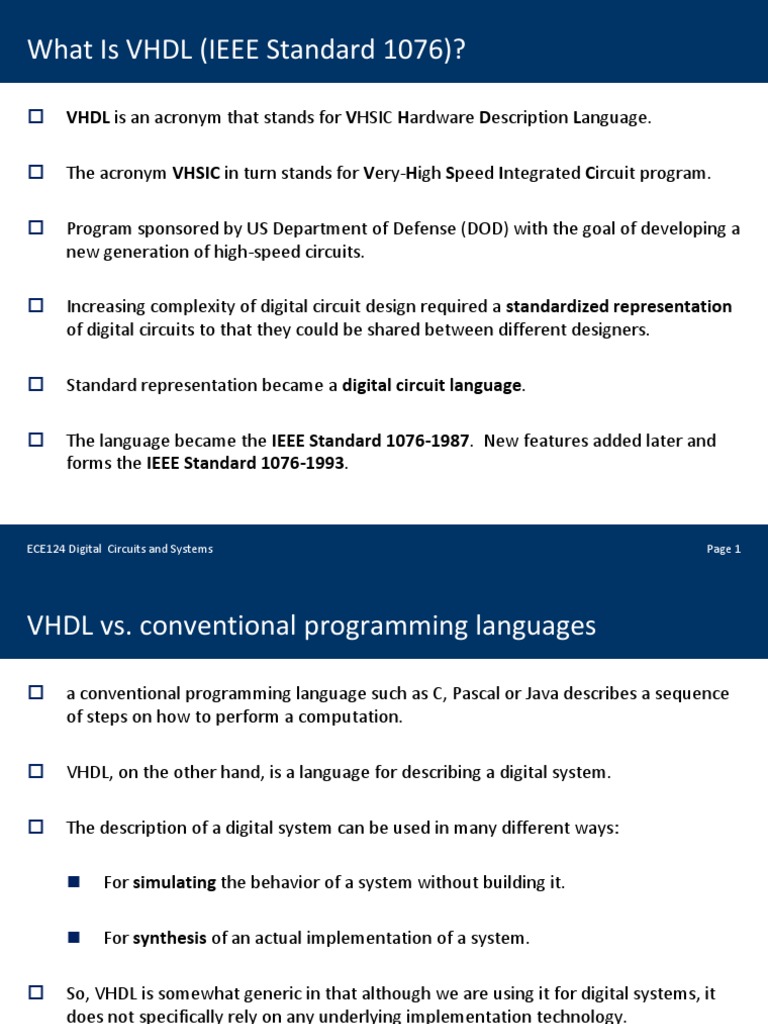 08 Vhdl Introduction Pdf Vhdl Electronic Circuits