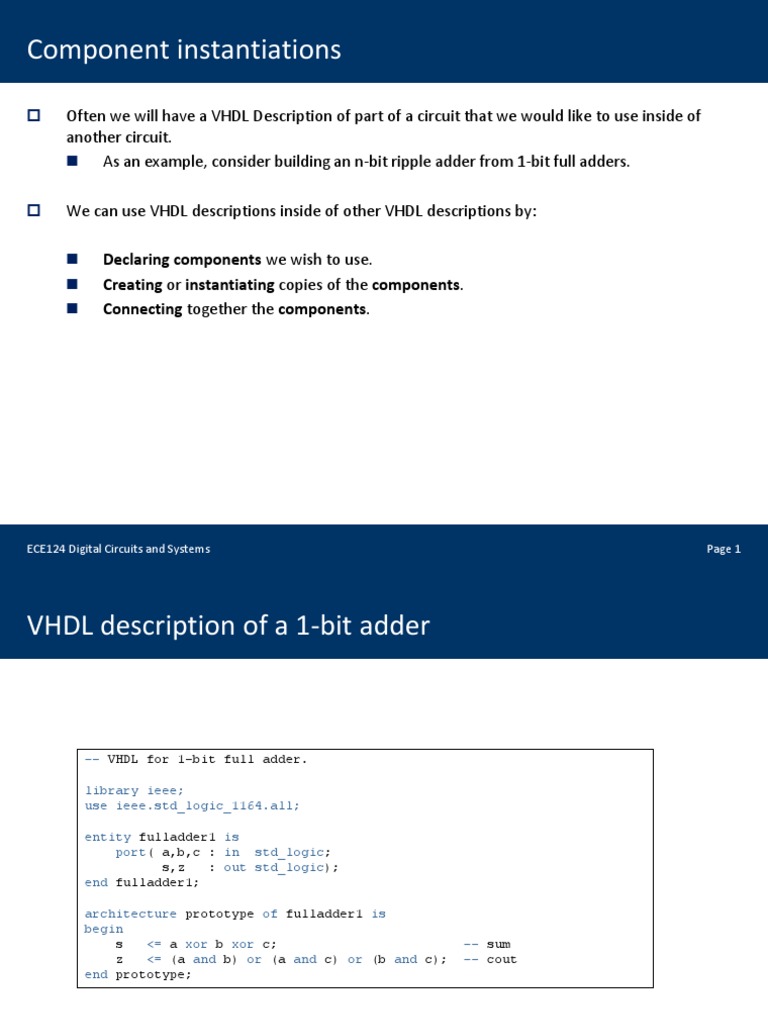 09 VHDL Component Instantiations | PDF | Vhdl | Electronic Design
