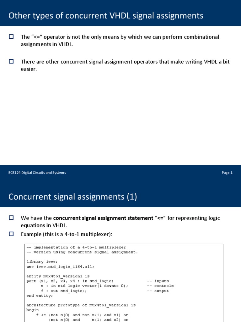 10 VHDL Concurrent Statements | PDF | Vhdl | Logic Gate