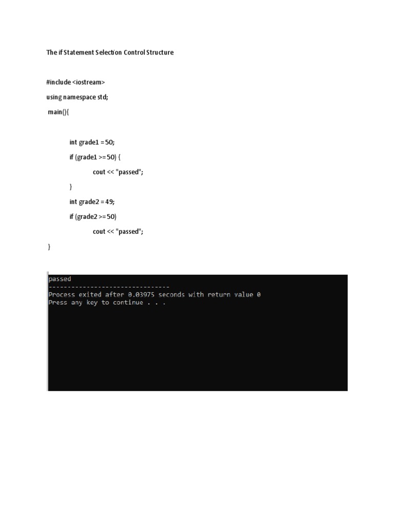 The If Statement Selection Control Structure | PDF