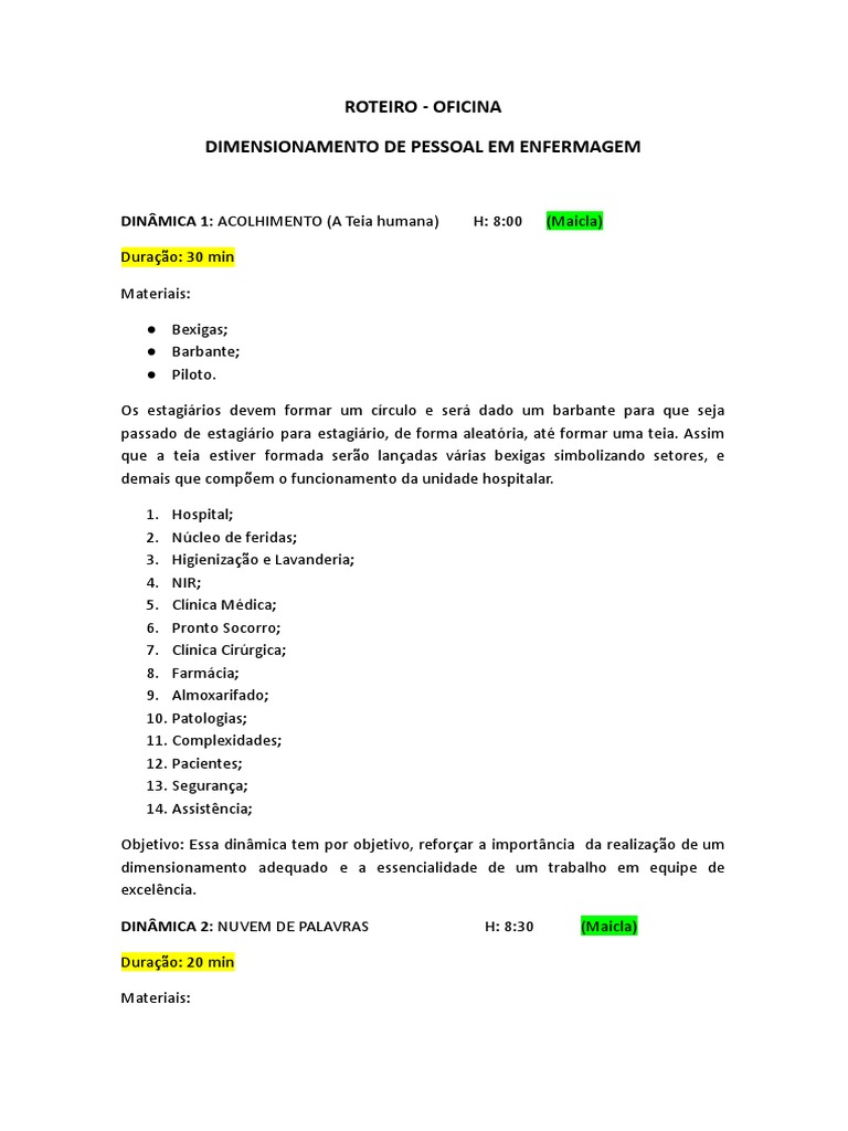Roteiro Da Oficina Sobre Dimensionamento (Ecsii) PDF | PDF | Sistema de ...