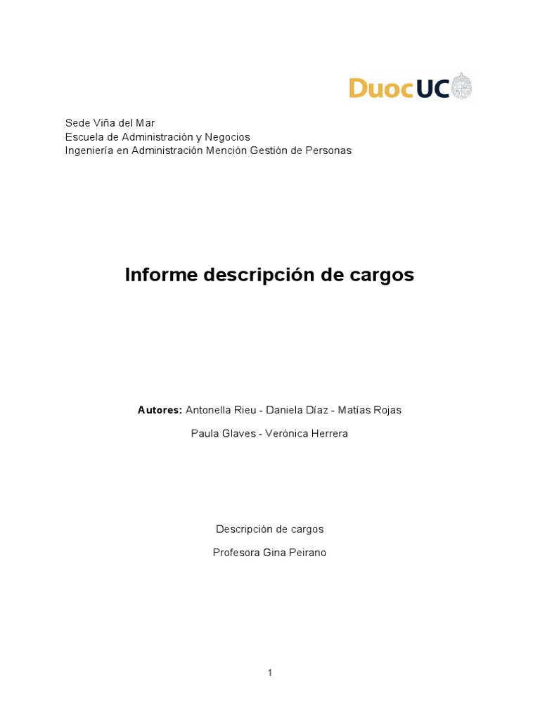 Infomre Descripción de Cargos | PDF | Business