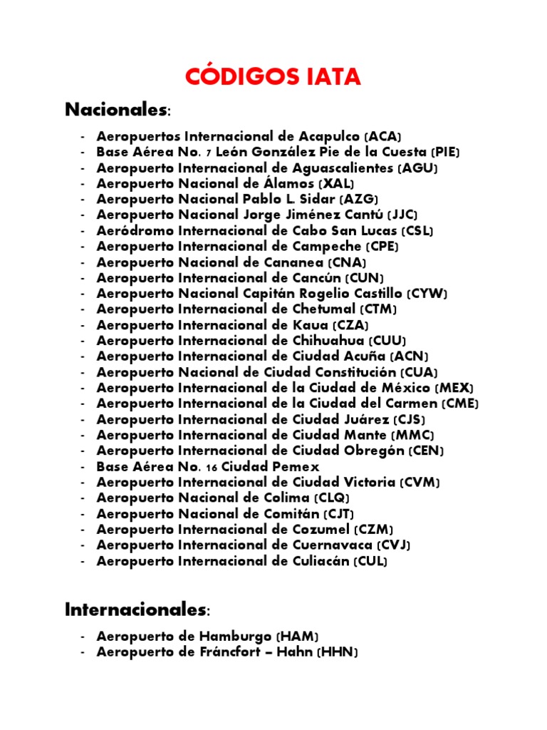 Códigos Iata | PDF