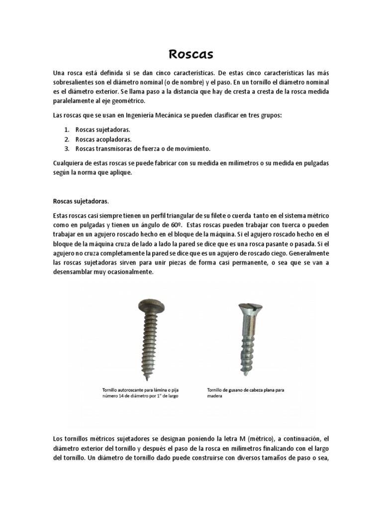 Roscas | PDF | Tornillo | Pulgada