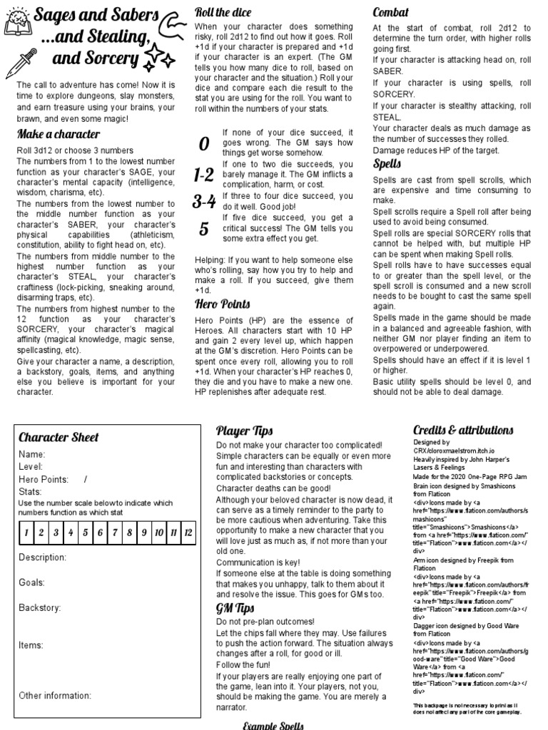 Sages and Sabers ... and Stealing, and Sorcery | PDF | Role Playing Games | Gaming