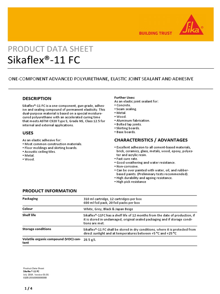 Sikaflex - 11 FC | PDF | Concrete | Adhesive