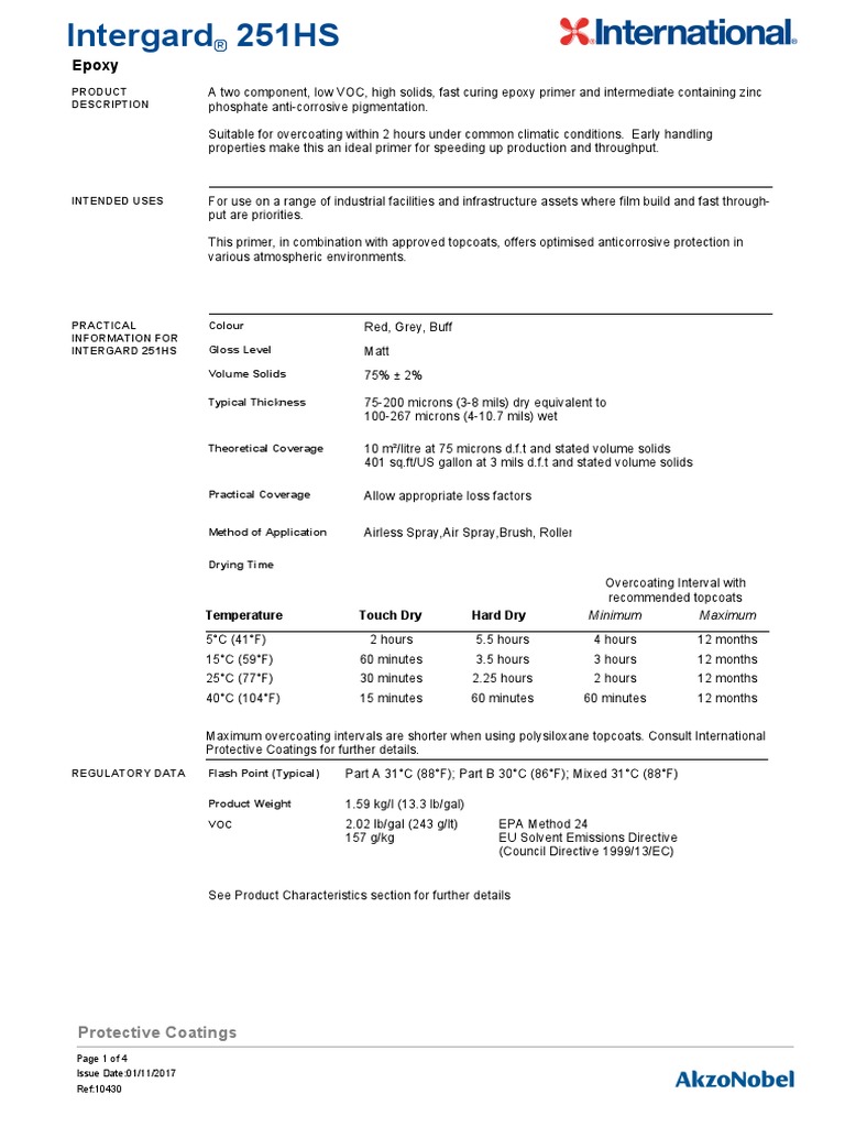 Intergard 251HS - MDS | PDF | Paint | Epoxy
