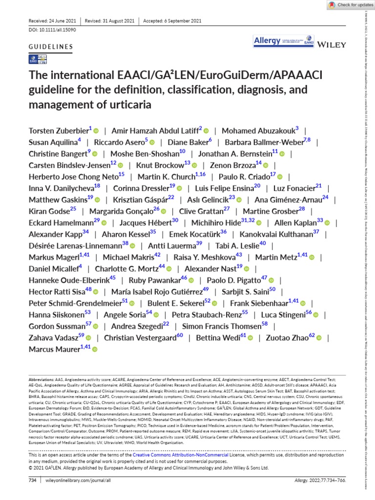 Allergy - 2021 - Zuberbier - The International EAACI GA LEN EuroGuiDerm ...