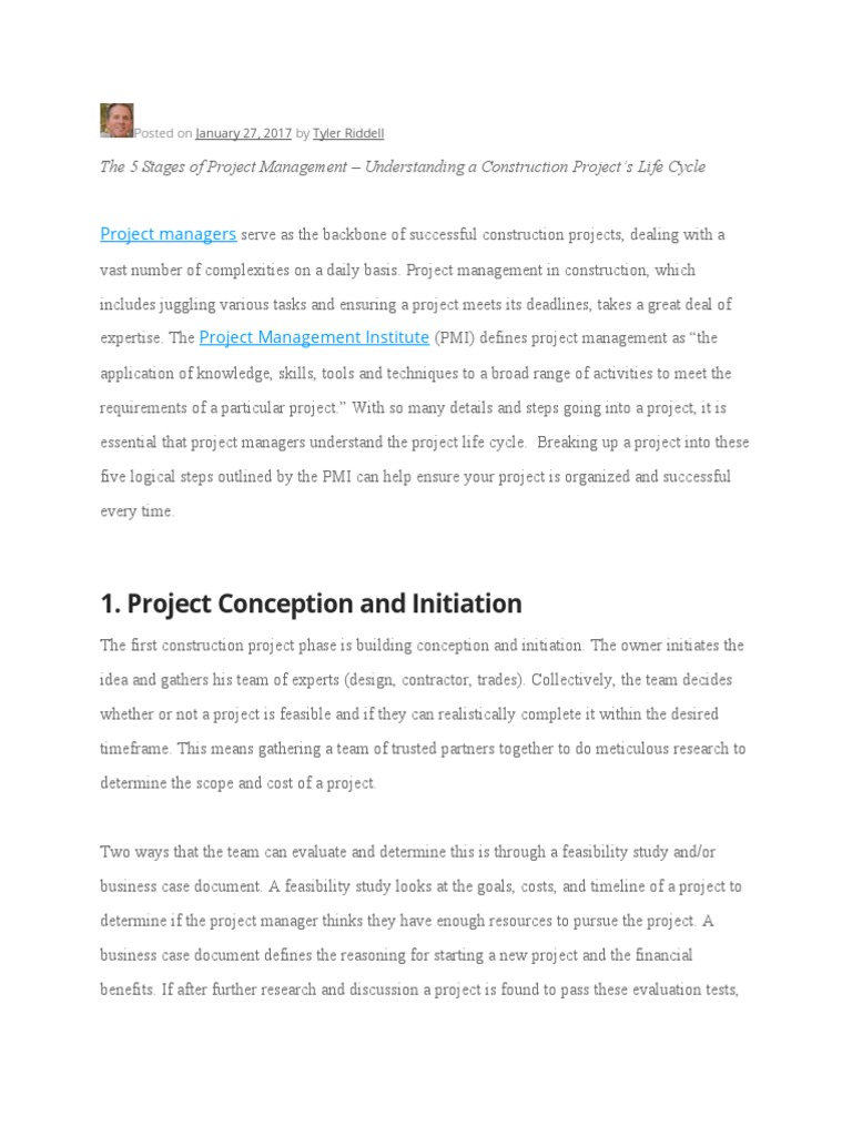 Understanding the Five Stages of the Construction Project Life Cycle ...