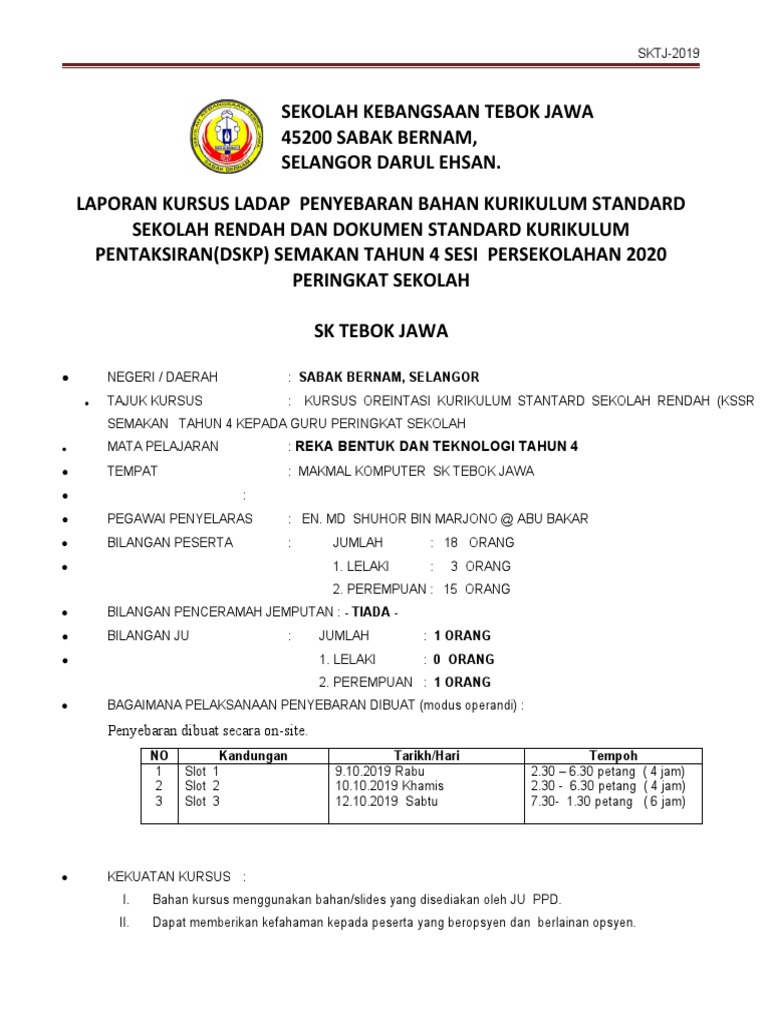 PBD Laporan Ladap 2019 - RBT TMK | PDF