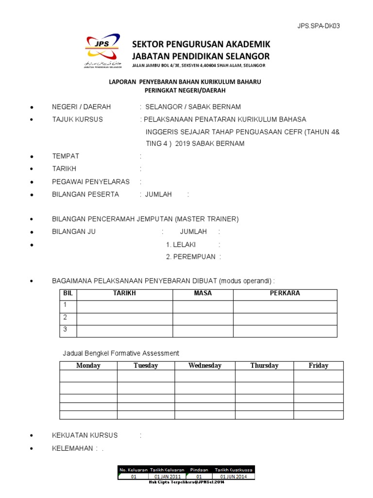 Template Laporan Cefr Tahun 4 | PDF
