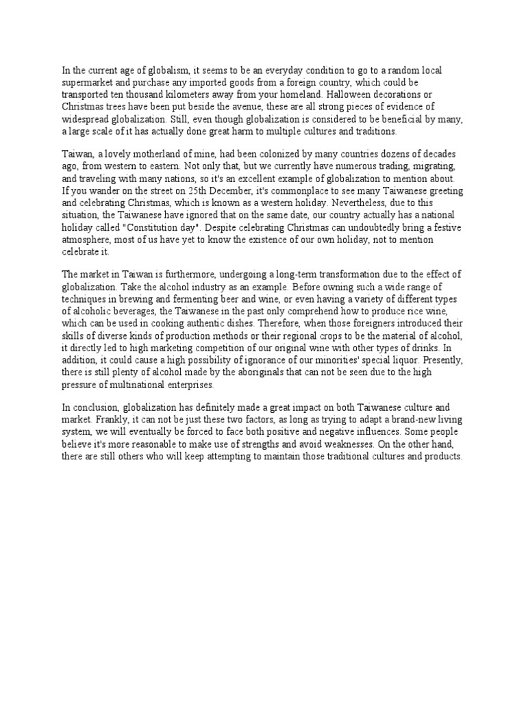 How Has Globalization Changed Your Country - Edited | PDF ...