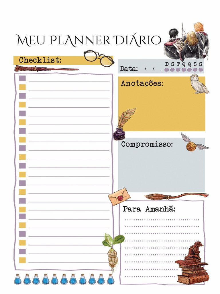 Arquivo Digital - Planner Diário Harry Potter 2 A4 | PDF