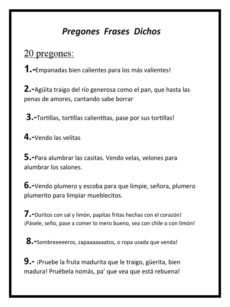 Pregones | PDF | Cocina, comidas y vino | Relaciones personales ...