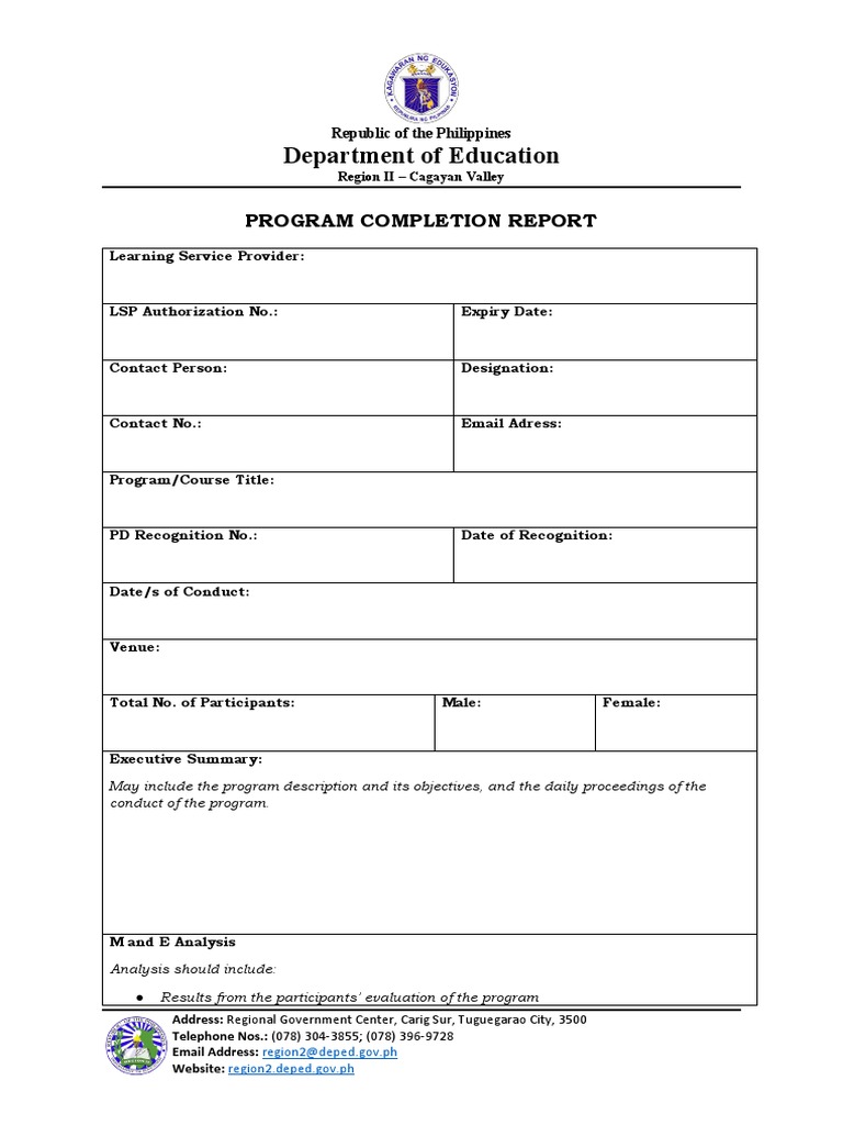 FM-HRD-004 Program Completion Report | PDF