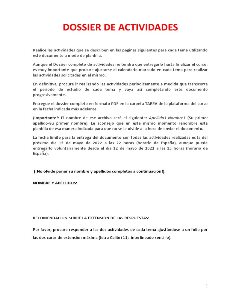 Dossier de actividades.docx | PDF | Desorden hiperactivo y deficit de atencion | Esquizofrenia