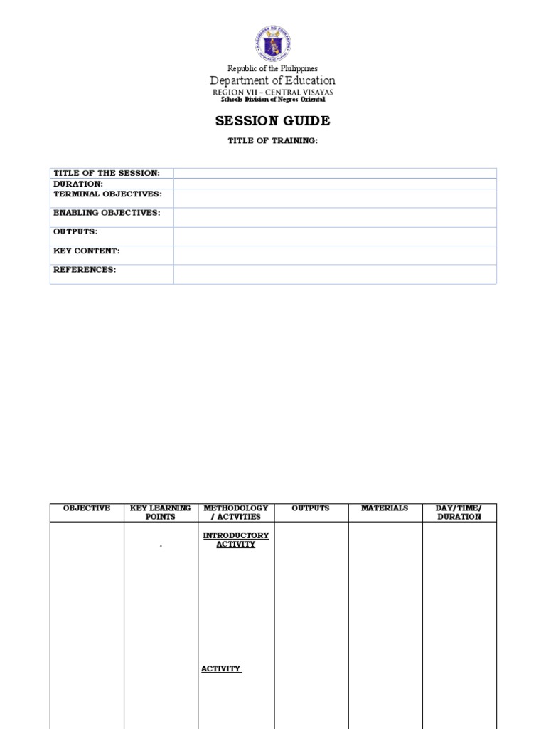 Session Guide Template | PDF