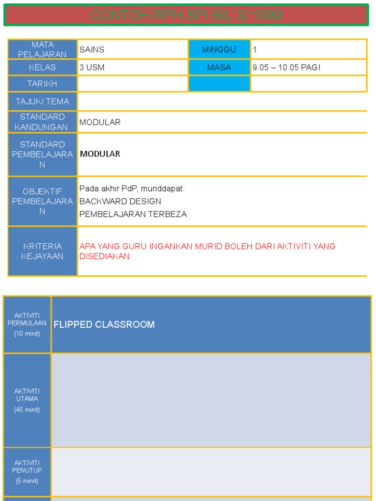 Contoh RPH Spi Bil 3 | PDF