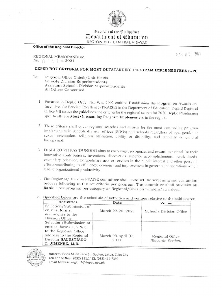 RM 141s.2021 R R EOP Policy Criteria For OPI PDF | PDF