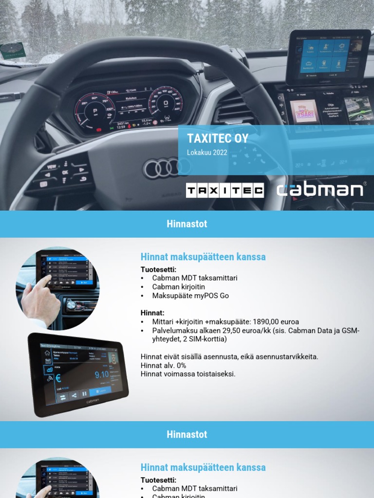 Cabman Taxitec Hinnasto 10 2022 Eri Rahoitusvaihtoehdot PDF | PDF