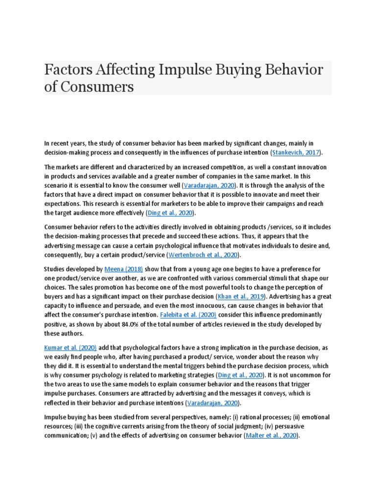 Factors Affecting Impulse Buying Behavior of Consumers | PDF ...