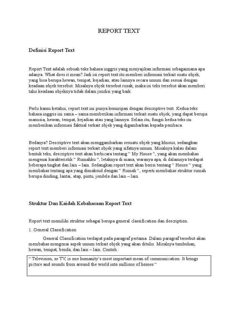 Report Text | PDF | Kajian Bahasa Asing | Fiksi Umum