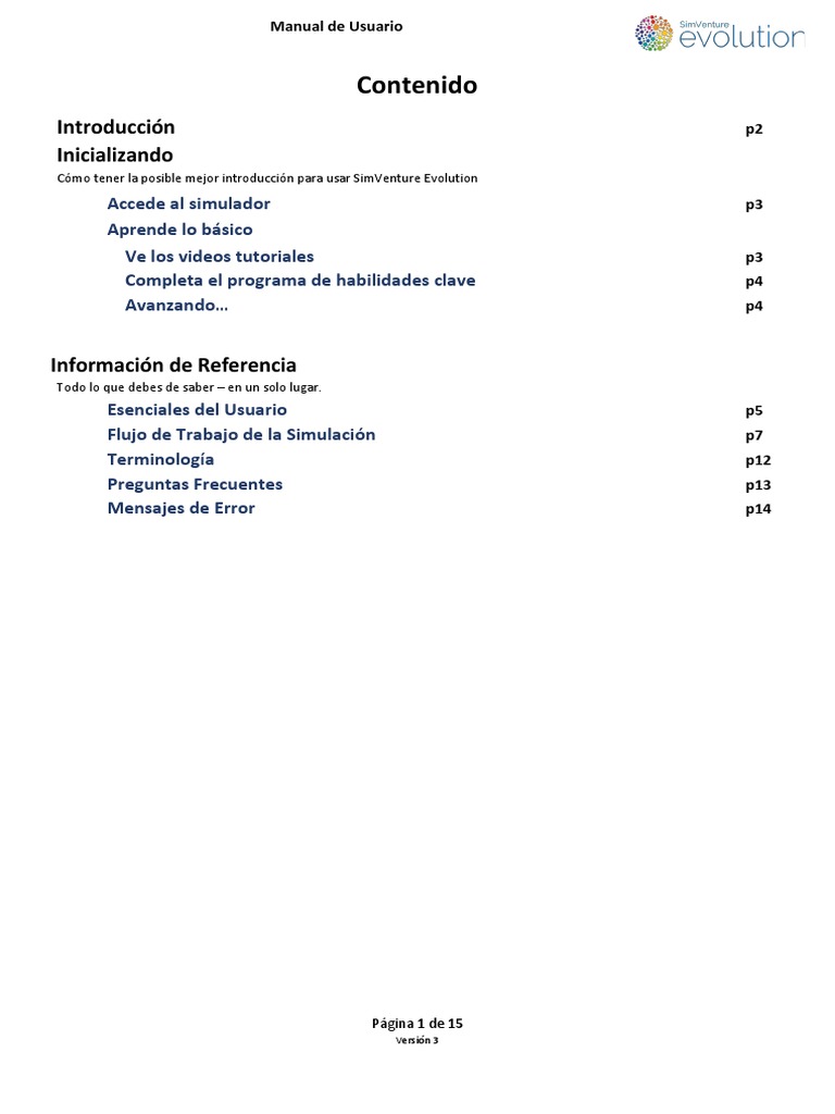 Guía de Usuario para SimVenture Evolution | PDF | Simulación | Toma de ...