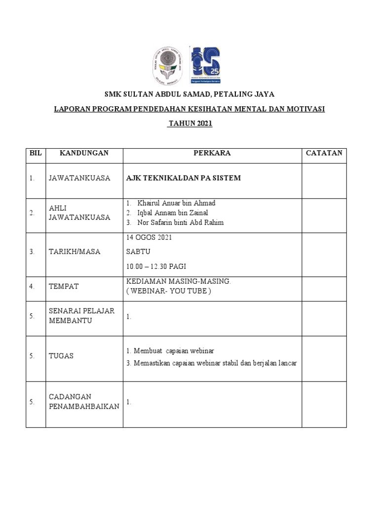 LAPORAN PROGRAM WEBINAR - (Nama JK) | PDF