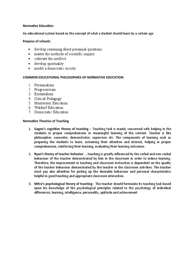 Normative Education Recap | PDF