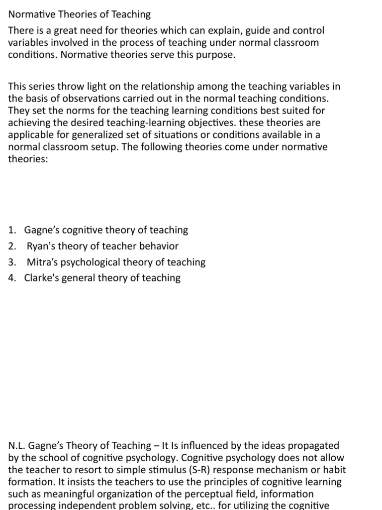 Normative Theories | PDF | Learning | Teachers