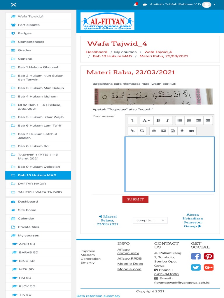 Wafa Tajwid_4 Materi Rabu, 23032021 Uji Pemahaman 1 | PDF