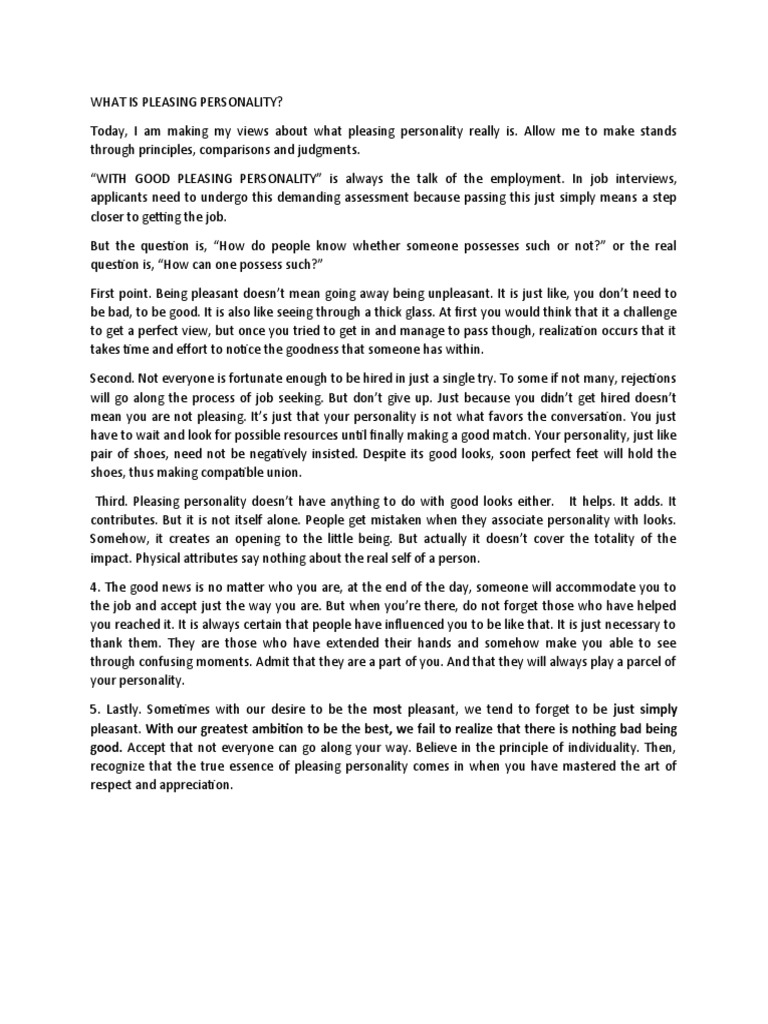 Speech (Pleasing Personality) | PDF | Job Interview | Cognition