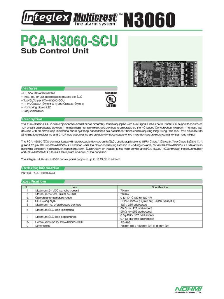 Nohmi PCA-N3060-SCU Overview | PDF | Power Supply | Equipment