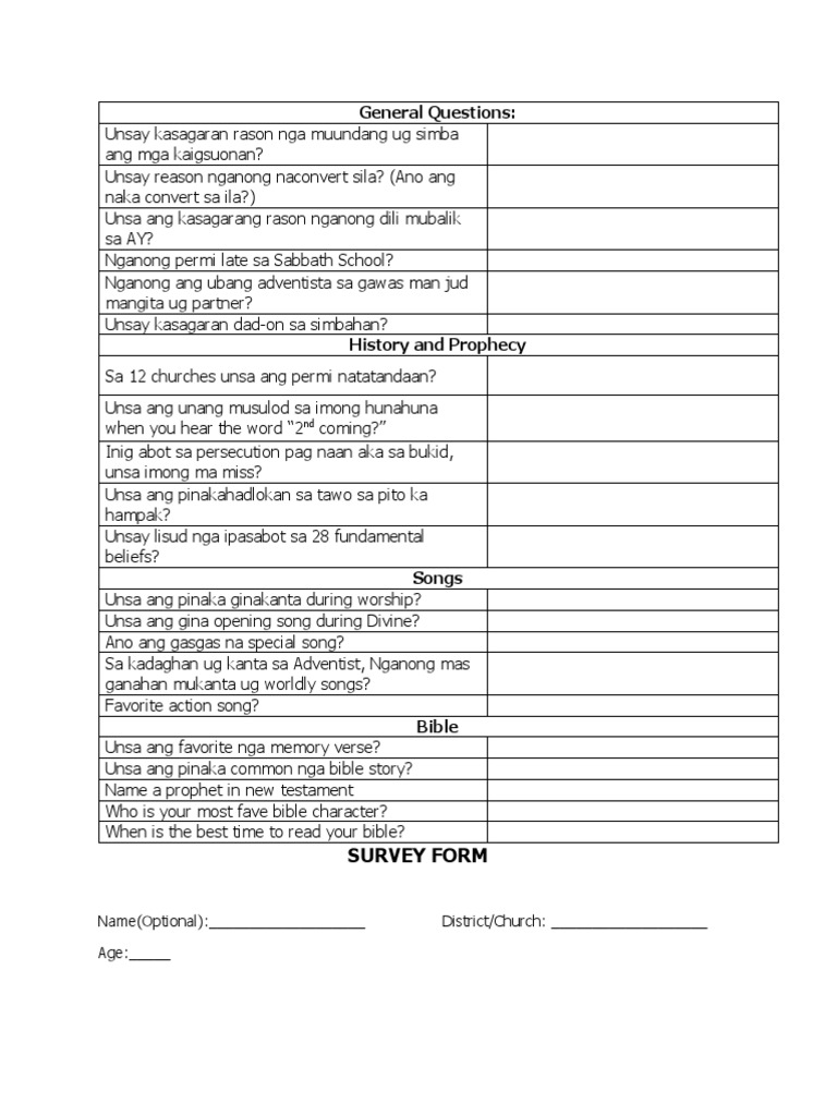 Survey Form | PDF