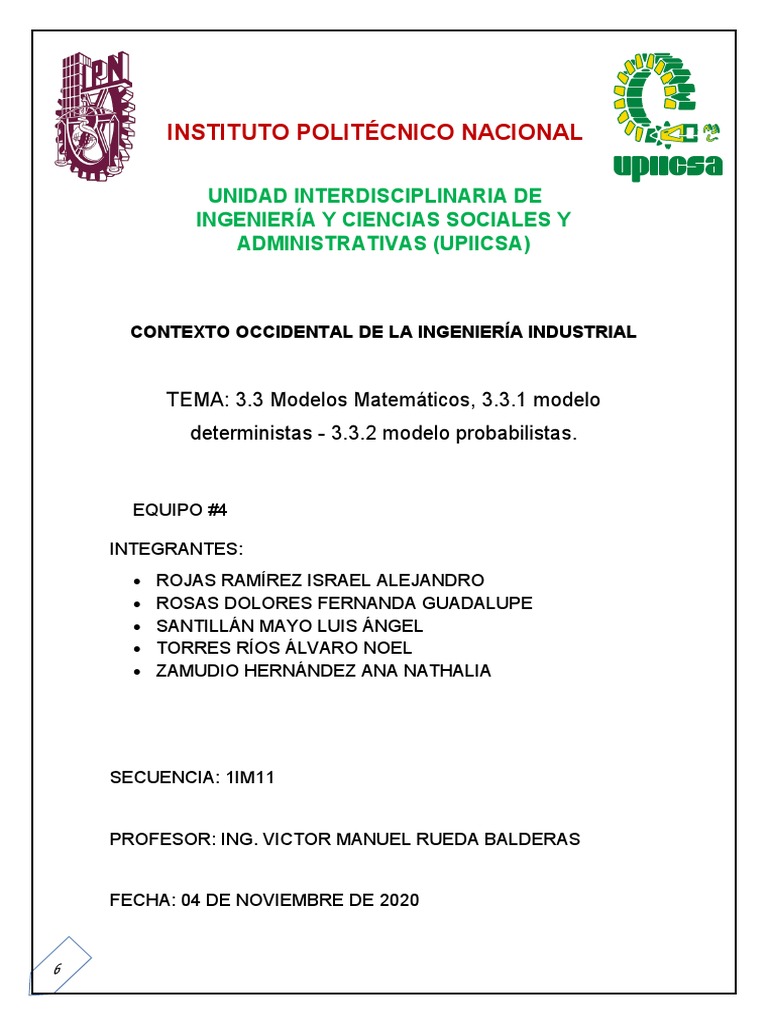 Modelos Deterministas en Matemáticas | PDF | Probabilidad | Función ...