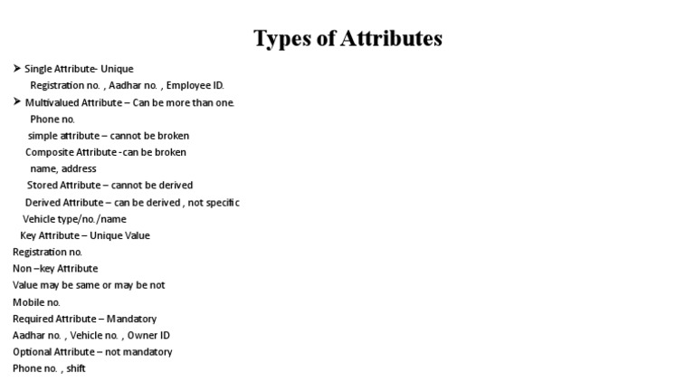 Types of Attributes | PDF Types of Attributes | PDF
