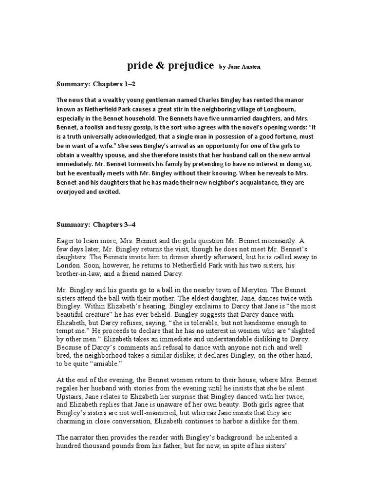 Chapter 1,2 3,4,5,6 PDF | PDF | Pride And Prejudice | Mr. Darcy