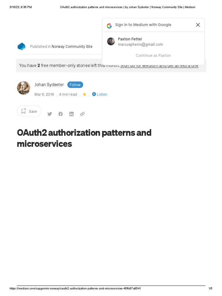 Oauth2 Authorization Patterns And Microservices By Johan Sydseter Norway Community Site