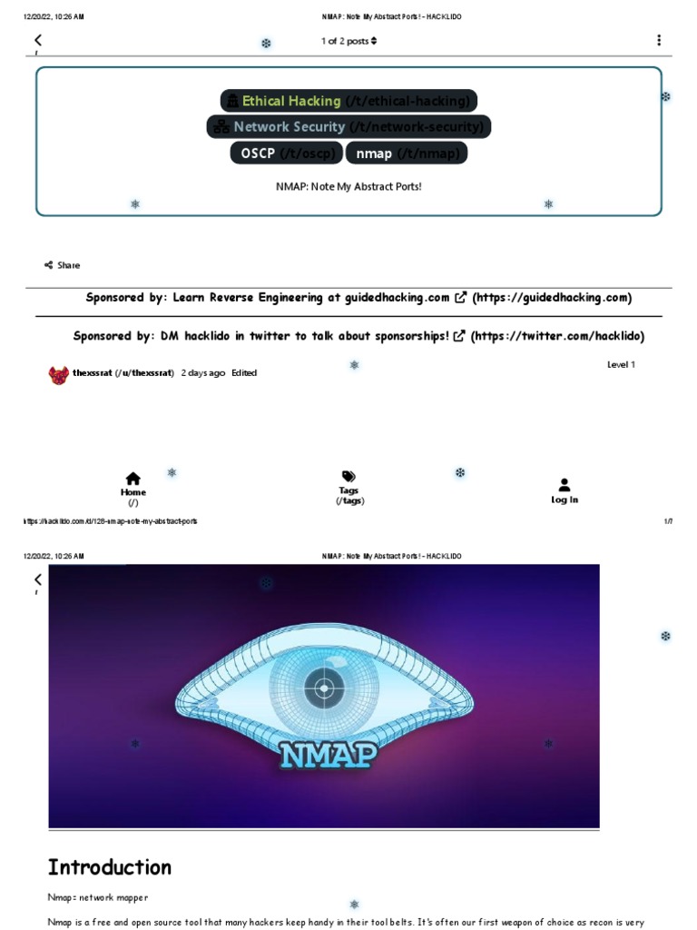 NMAP - Note My Abstract Ports! - HACKLIDO | PDF | Port (Computer Networking) | Networking