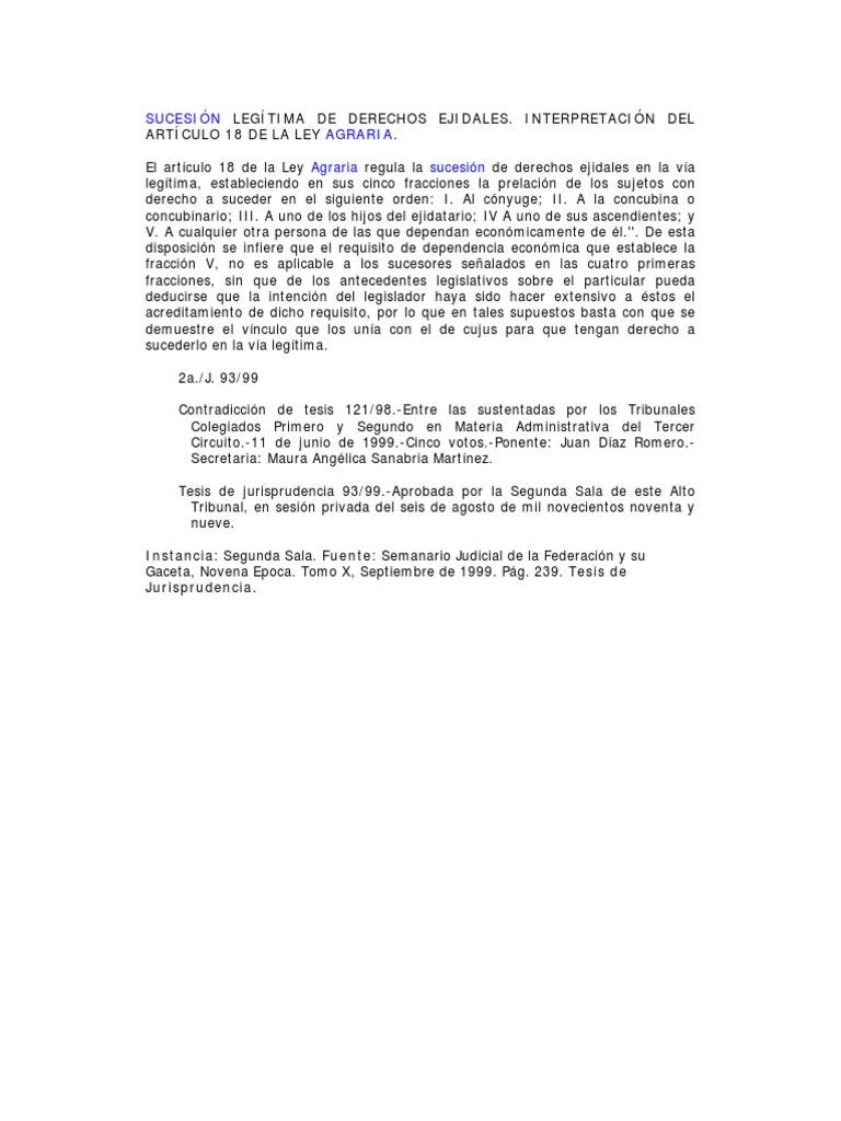 Sucesion Legitima Ejidal | PDF
