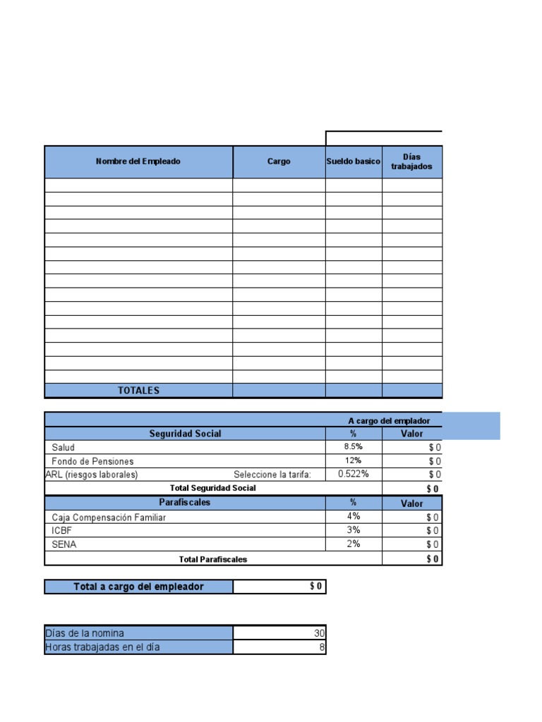 Anexo No. 1. Formato Nómina | PDF | Compensación laboral | Las ...