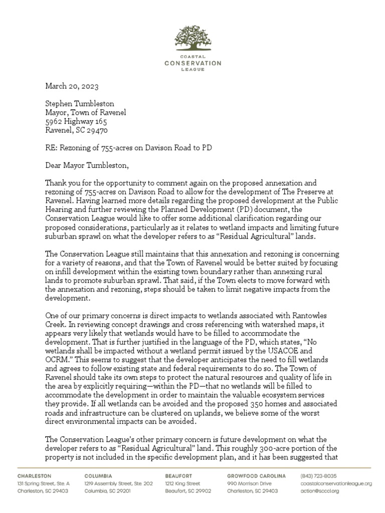 Comment Letter - Rezoning of 755-Acres On Davison Road | PDF | Zoning ...