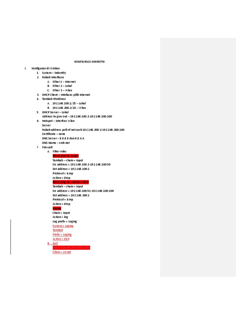 Konfigirasi Mikrotik PDF | PDF | Proxy Server | Ip Address Konfigirasi Mikrotik PDF | PDF | Proxy Server | Ip Address