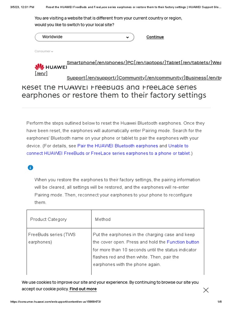 Reset The HUAWEI FreeBuds and FreeLace Series Earphones or Restore Them To Their Factory ...
