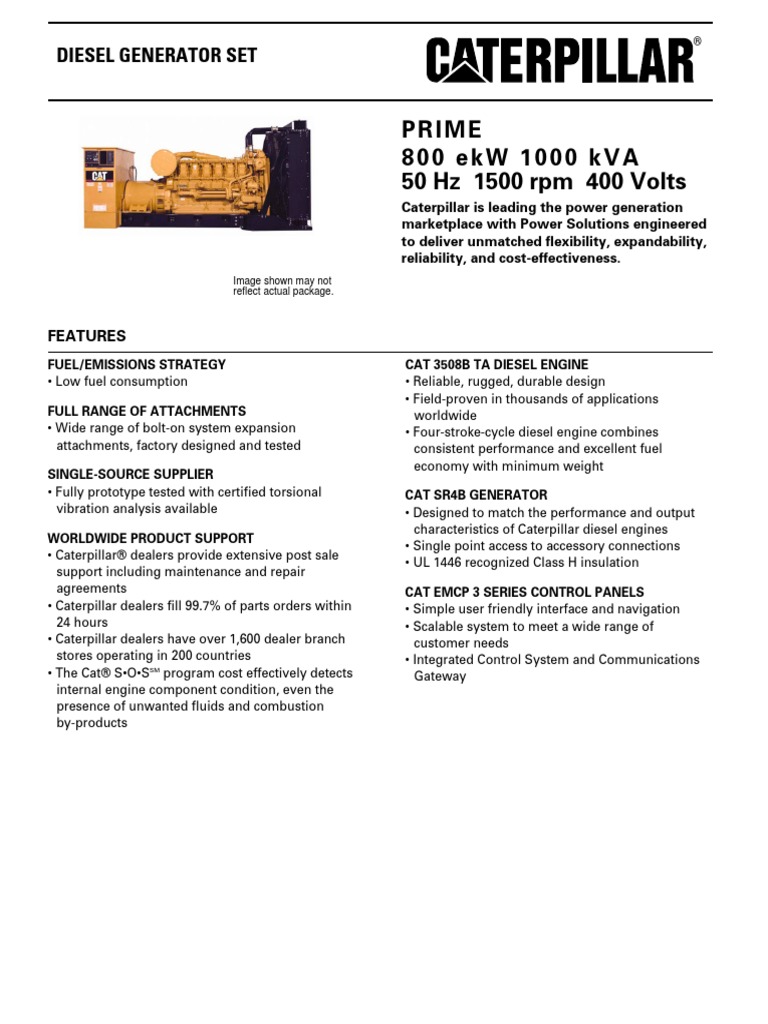 3508B 1000kVAPrime | PDF | Radiator | Diesel Engine