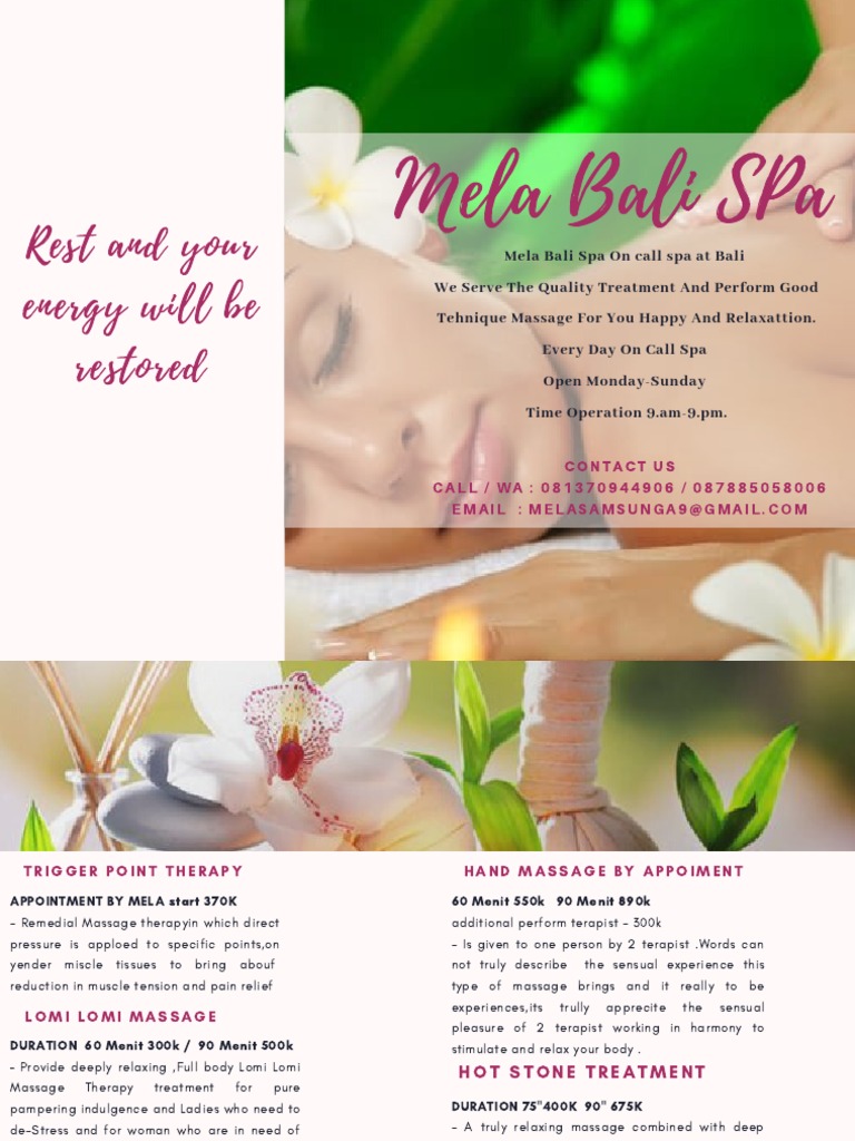 Menu Mspa Bali PDF | PDF | Massage | Relaxation (Psychology)