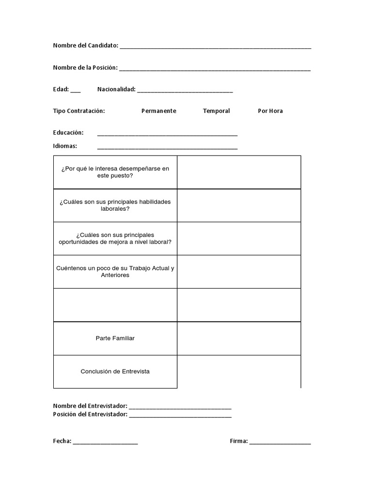 Ejemplo Formato de Entrevista | PDF