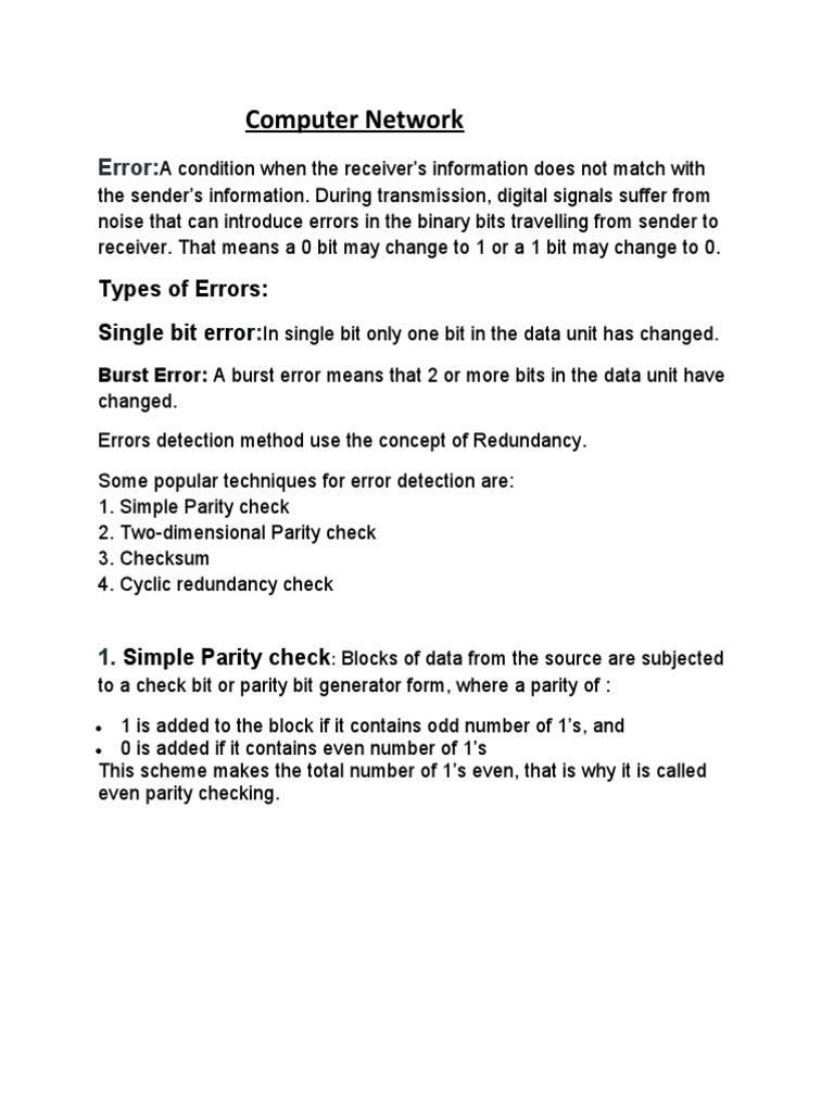 Error Control Pdf Error Detection And Correction Computing